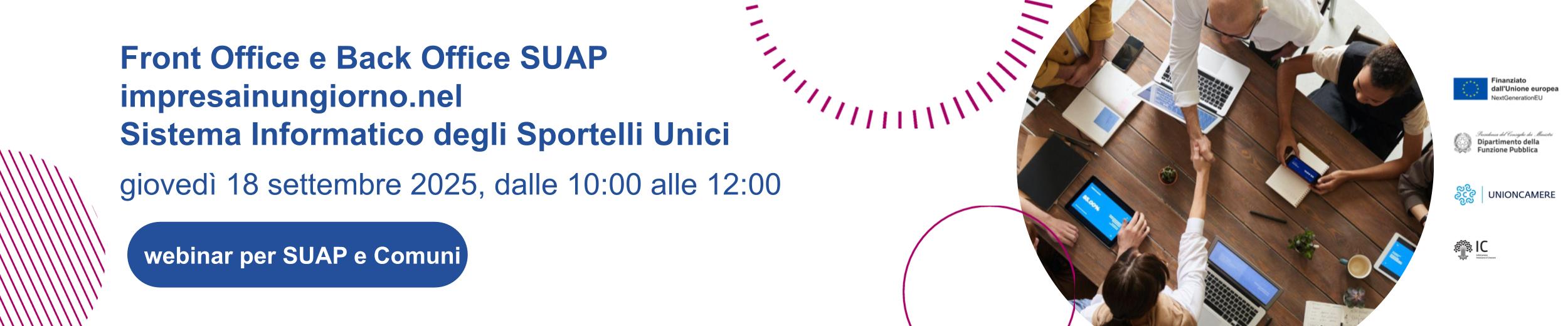 18 Settembre FORMAZIONE ON LINE - Front Office e Back Office SUAP ...